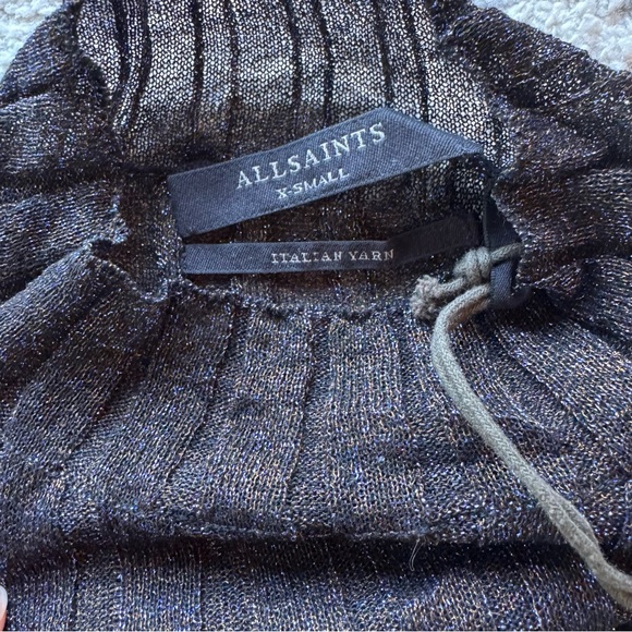 All Saints | Tops | All Saints Metallic Black And Blue Knit | Poshmark